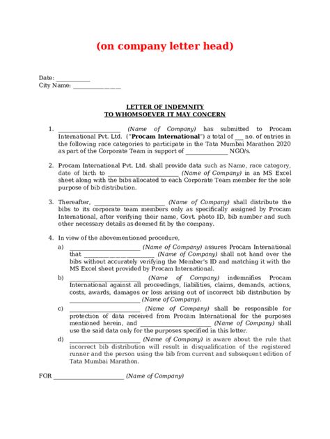 What Is A Letter Of Indemnity Loi Definition And Example Doc Template Pdffiller