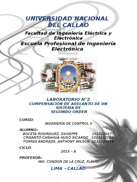 Lab N°1 Ing Control Ii Pdf Voltaje Electrónica