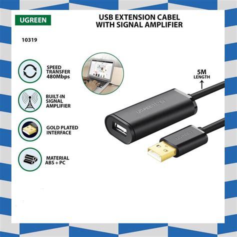 Jual UGREEN Kabel USB 2 0 HUB Extension Extender With Chipset 5Meter 10319 Shopee Indonesia