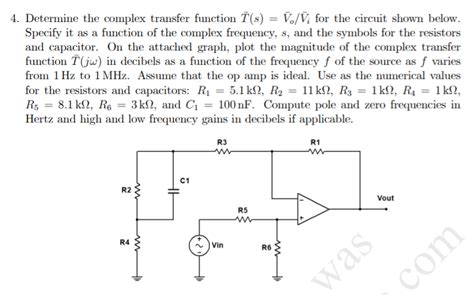 Solved 4 Determine The Complex Transfer Function Ts