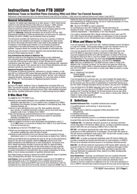 Instructions For Form Ftb P Additional Taxes On Qualified Plans Including Iras And Other