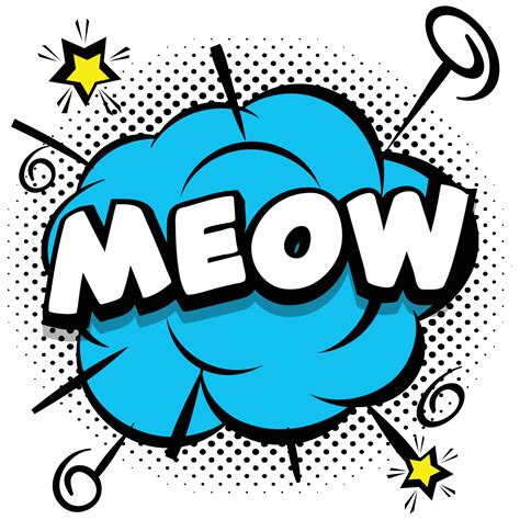 Meow Comic Bright Template With Speech Bubbles On Colorful Frames