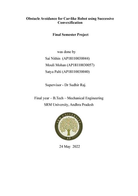 Report On Obstacle Avoidance For Car Like Robot Using Successive Convexification Obstacle