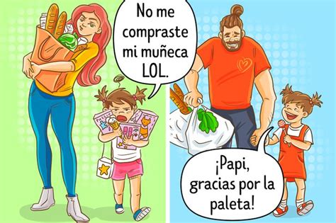 Cómics sobre cómo mamá y papá luchan de diferente forma en la crianza de sus hijos Genial