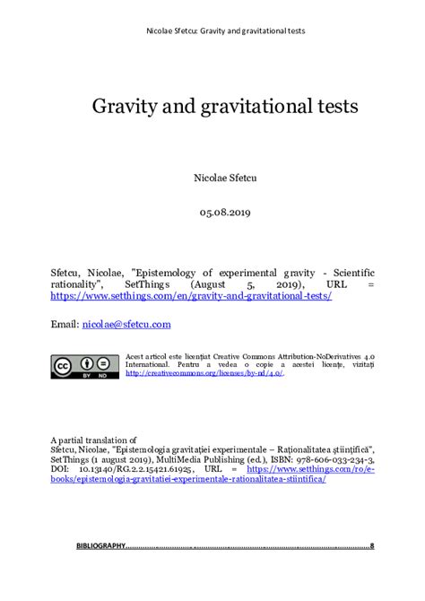 Pdf Gravity And Gravitational Tests