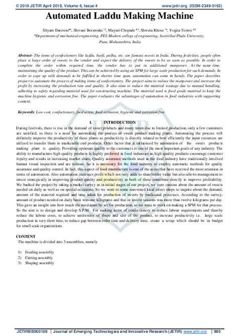 Pdf Automated Laddu Making Machine