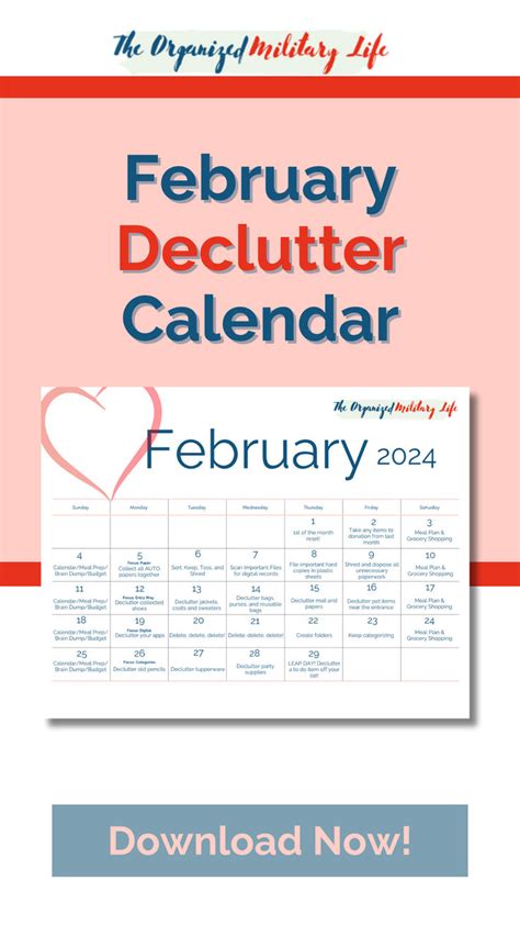 february 2024 declutter calendar declutter declutter challenge