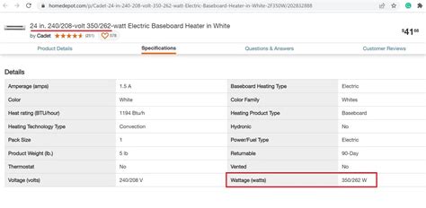 Electric Baseboard Heater Power Consumption Calculator