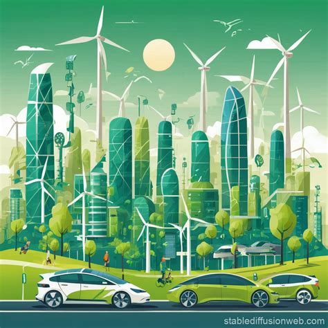Eco Friendly Green City Of The Future Vector Stable Diffusion Online