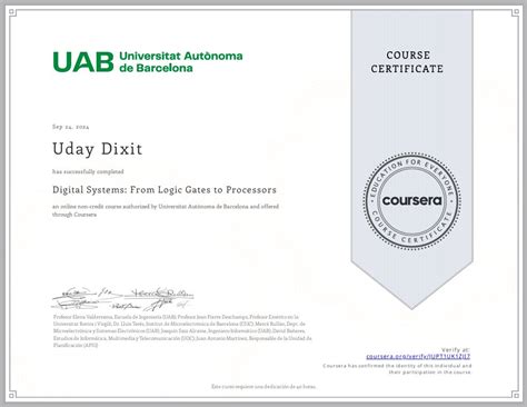 Uday Dixit On Linkedin Coursera Digitalsystems Computerarchitecture