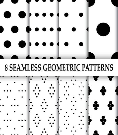 Collection Of 8 Geometric Patternspolka Dot Seamless Pattern Stock Vector Illustration Of