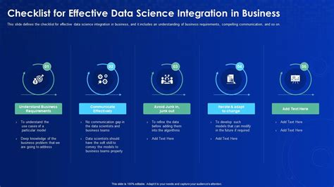 data science it checklist for effective data science integration in business presentation