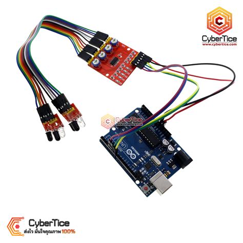 สอนใช้งาน Arduino เซ็นเซอร์ตรวจจับเส้นขาวดำ ตรวจจับวัตถุ 4 จุดแยกอิสระ