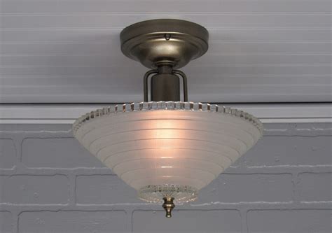 Vintage Art Deco Retro Semi Flush Mount Ceiling Light Fixture Clear
