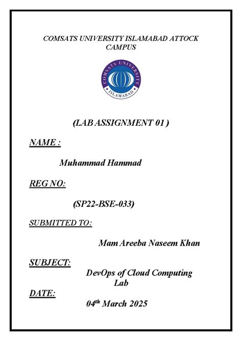 Comsats University Islamabad Attock Campus Devops Lab Assignment 01