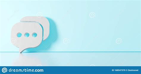 3d Rendering Of White Symbol Of Two Rounded Chat Bubble Icon Leaning On Color Wall With Floor