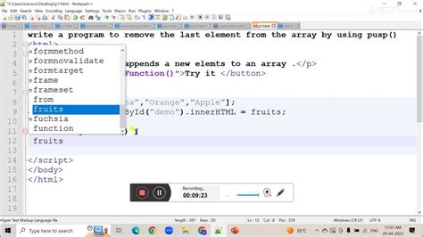 array push method by using function youtube