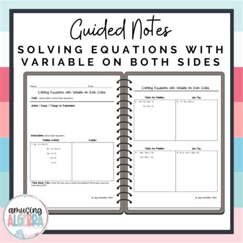 solving equations with variables on both sides coloring activity made