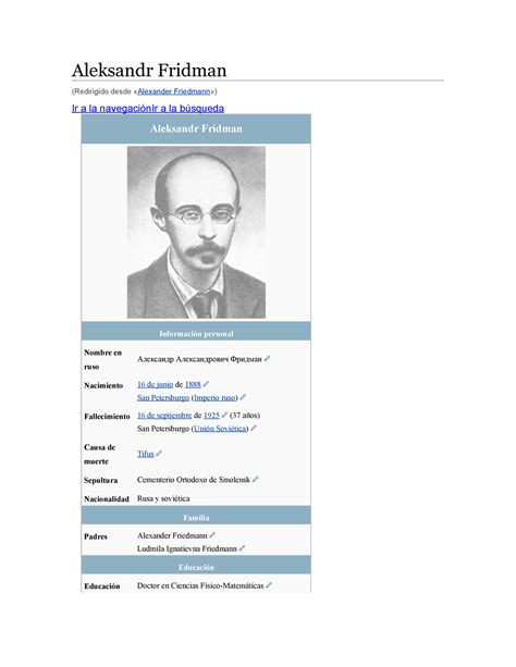 Aleksandr Fridman Notas Aleksandr Fridman Redirigido Desde