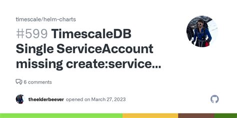 timescaledb single serviceaccount missing create service permission