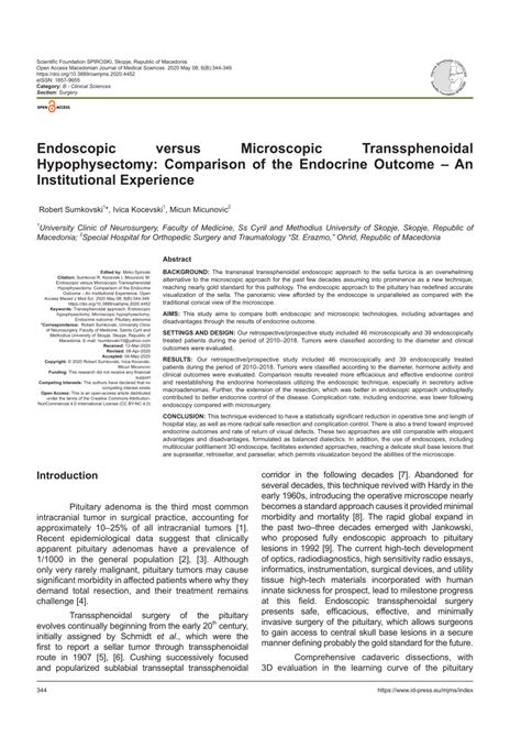 Pdf Endoscopic Versus Microscopic Transsphenoidal Hypophysectomy Comparison Of The Endocrine