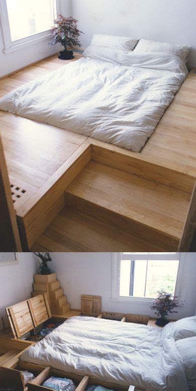 Minimalist Wood Bed On The Floor Platform Bed With Stairs Diy Sunken