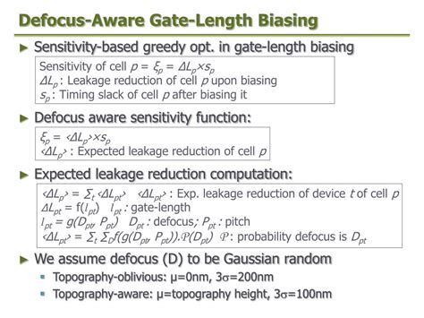 Ppt Defocus Aware Leakage Estimation And Control Powerpoint