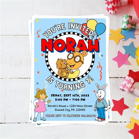 Best 12 Arthur Tv Show Birthday Invitation Etsy Artofit