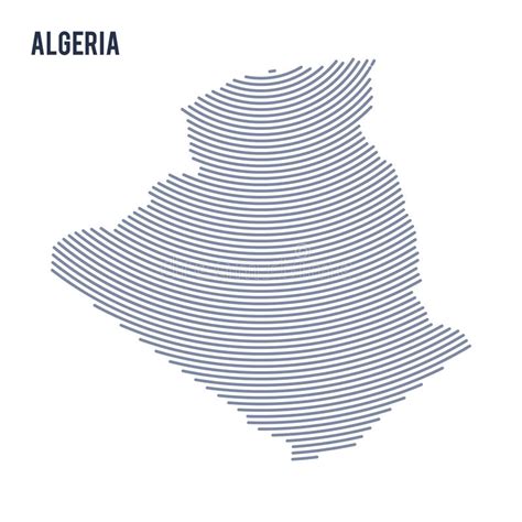Vector Abstract Hatched Map Of Algeria With Curve Lines Isolated On A