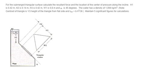 solved for the submerged triangular surface calculate the