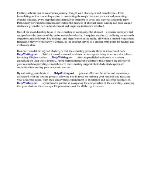 Abstract Thesis Sample Filipino Pdf