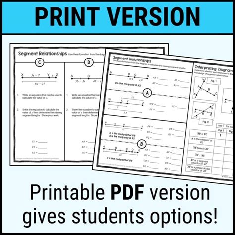Segment Relationships And Segment Addition Activity Print And Digital