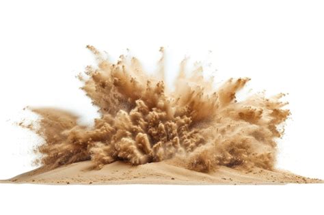 Premium Photo Sand Flying Explosion Isolated On White Background Throwing Freeze Stop Motion