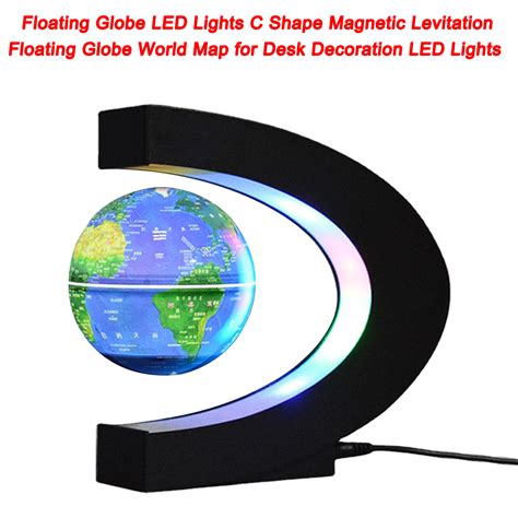 Floating Globe Led Lights C Shape Magnetic Levitation Floating Globe World Map For Desk