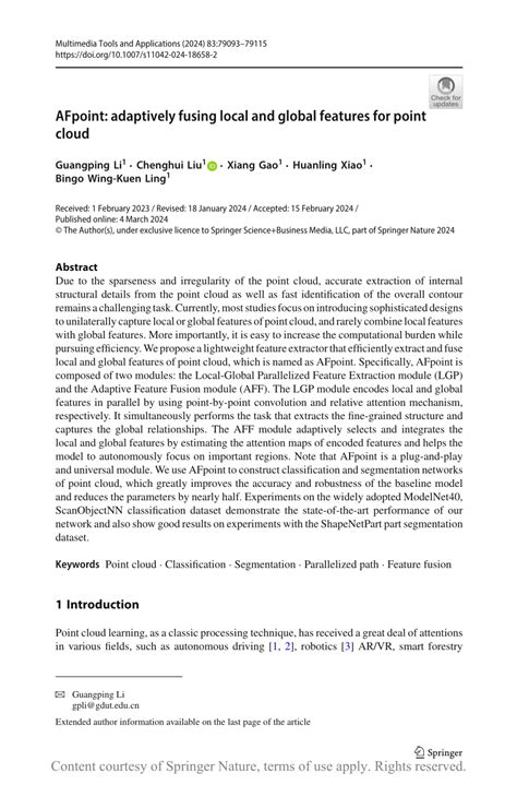 Afpoint Adaptively Fusing Local And Global Features For Point Cloud