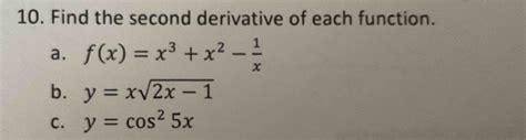 Solved Find the second derivative of each | Chegg.com