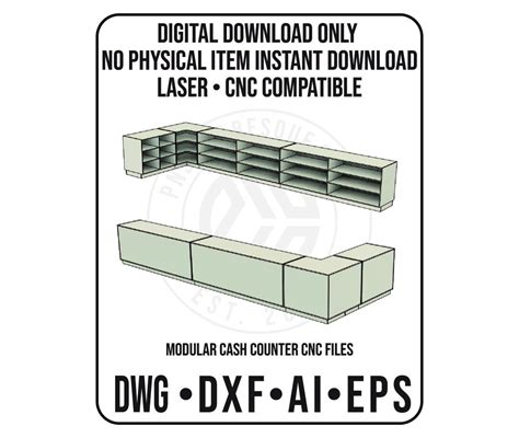 Modular Cash Counter Cnc Files Laser Cut Plans Retail Checkout Desk