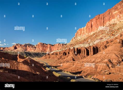 Scenic Drive And The Layered Sandstone Escarpment Of Waterpocket Fold