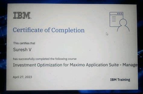 Im Happy To Share That Ive Obtained A New Certification Investment Optimization For Maximo