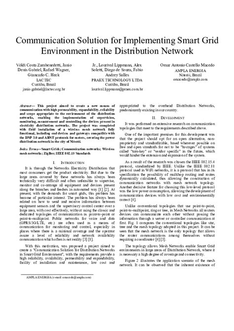 Pdf Smart Grid Communication In Distribution Networks