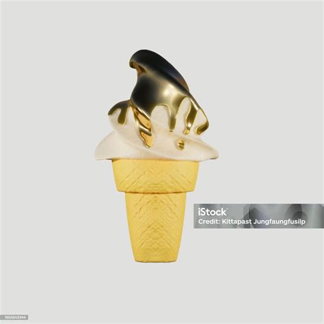 와플 콘에 담긴 아이스크림이 맛있습니다 매우 상세한 3d 렌더링 일러스트레이션 모형 정면도 공백 흰색 배경에 격리되어 있습니다 3차원 형태에 대한 스톡 사진 및 기타 이미지