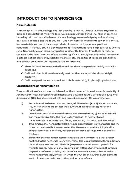 Nano Unit1 Notes Pdf Fullerene Nanomaterials