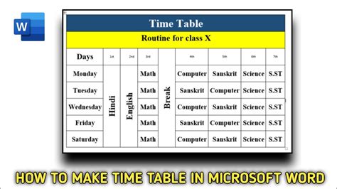 How To Create Time Table In Ms Word At Ginny Mccormick Blog