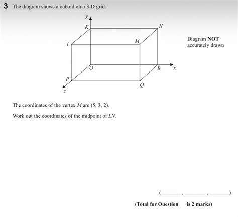 Solved 3 The Diagram Shows A Cuboid On A 3 D Grid Diagram Not