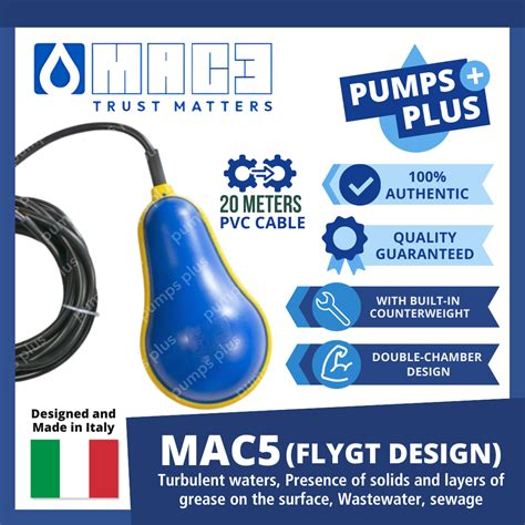 MAC5 Float Switch Flygt Design With 20 Meters PVC Cable For