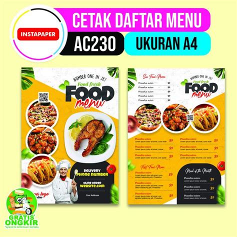 jual cetak menu makanan menu cafe menu warung menu angkringan
