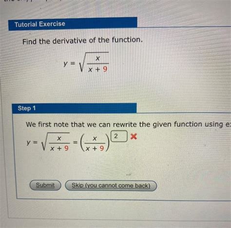 Solved Tutorial Exercise Find The Derivative Of The