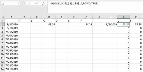 Hlookup In Excel Formula Stack Overflow