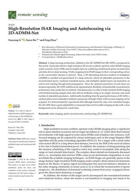 Pdf High Resolution Isar Imaging And Autofocusing Via 2d Admm Net