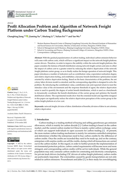 Pdf Profit Allocation Problem And Algorithm Of Network Freight Platform Under Carbon Trading